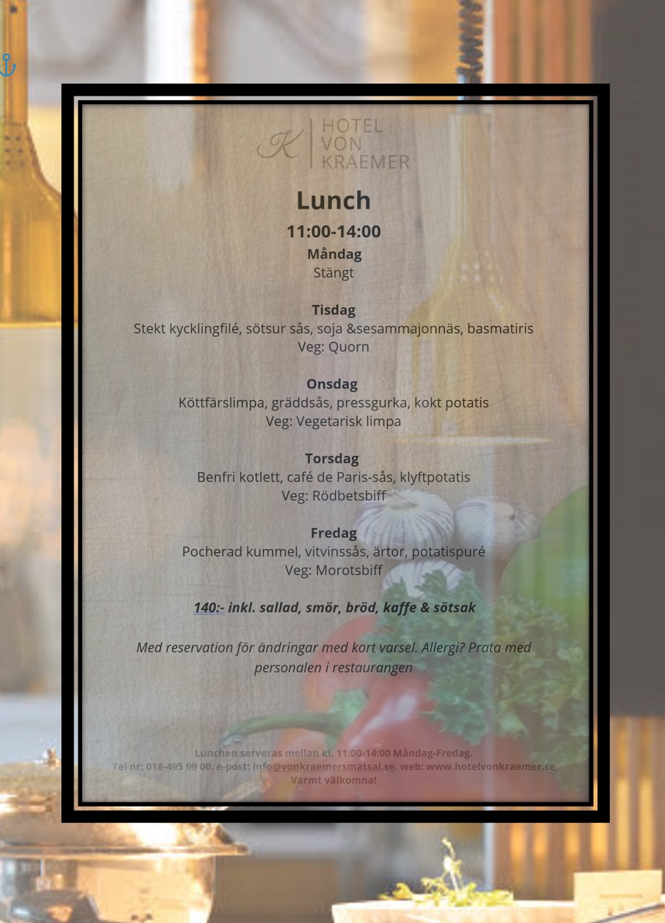 Upplev en god & bekväm lunch på hotellet - Hotel Von Kraamer